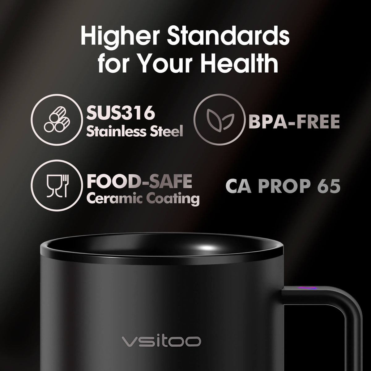 VSITOO S3 Self Warming Mug for Self Heating Coffee | Smart Mug