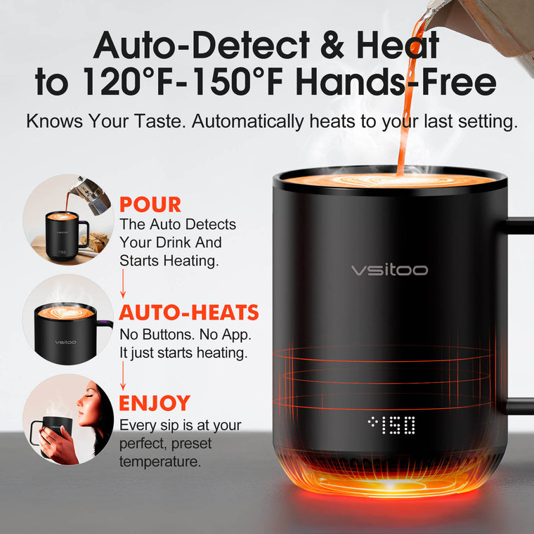 VSITOO S3 Self Warming Mug for Self Heating Coffee | Smart Mug