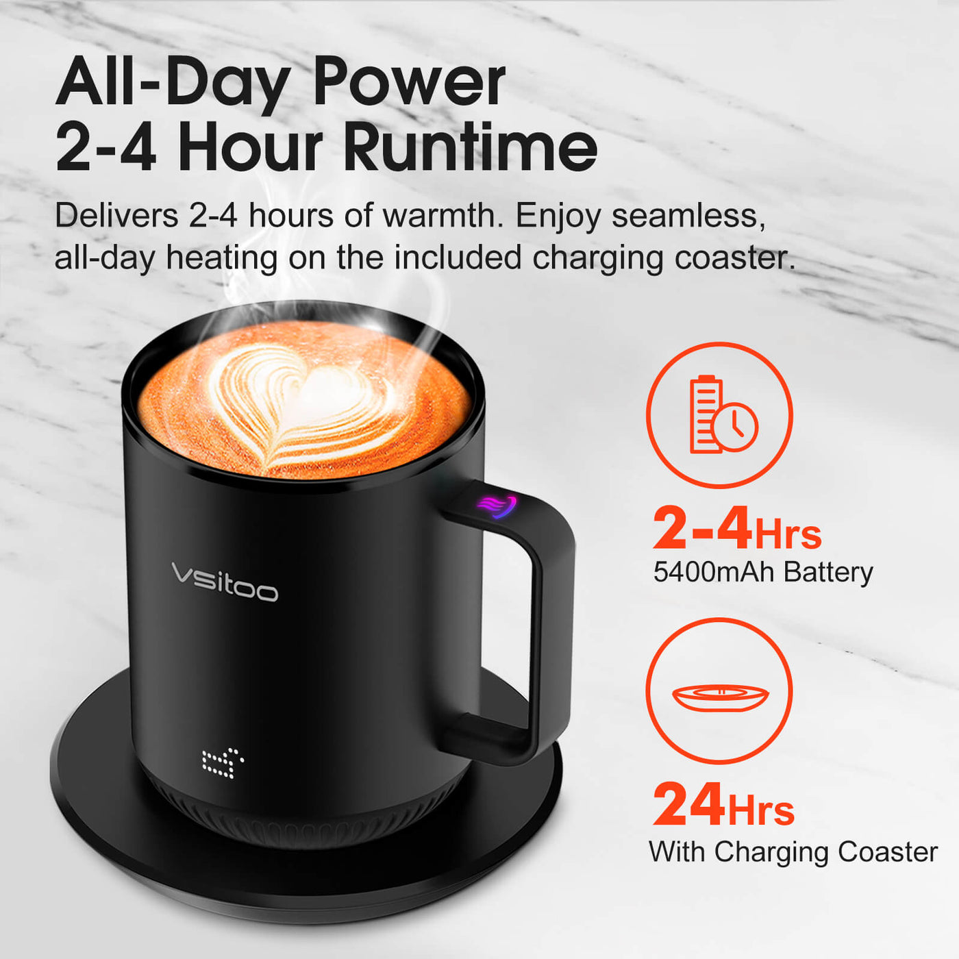VSITOO S3 Self Warming Mug for Self Heating Coffee | Smart Mug