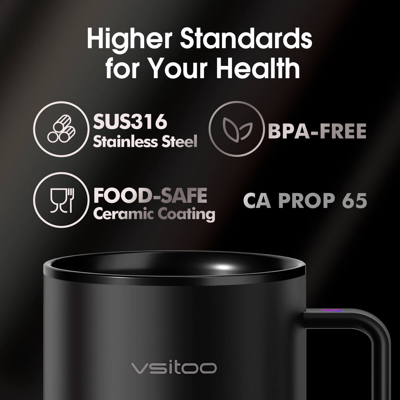 VSITOO S3 Self Warming Mug for Self Heating Coffee | Smart Mug